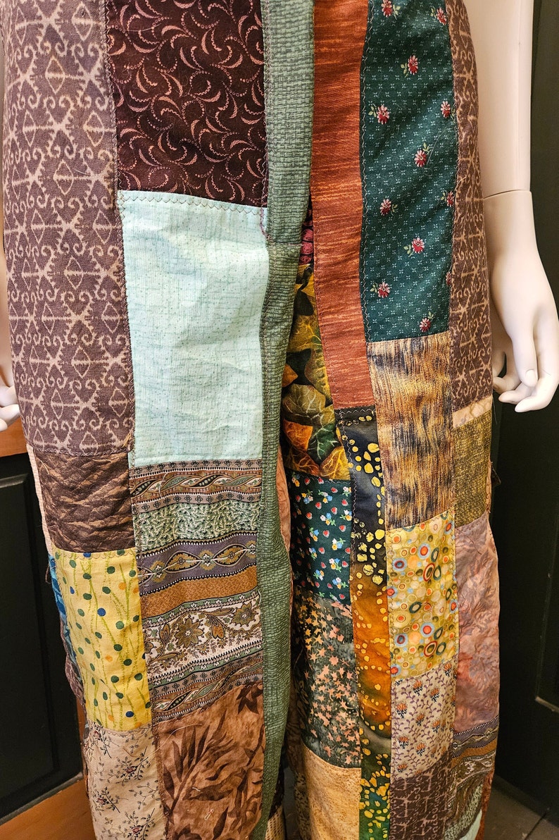 Patchwork Wide Leg Pants Handmade From Vintage Fabrics, Zip Fly, Waist 35-36, W/metal Hook ...