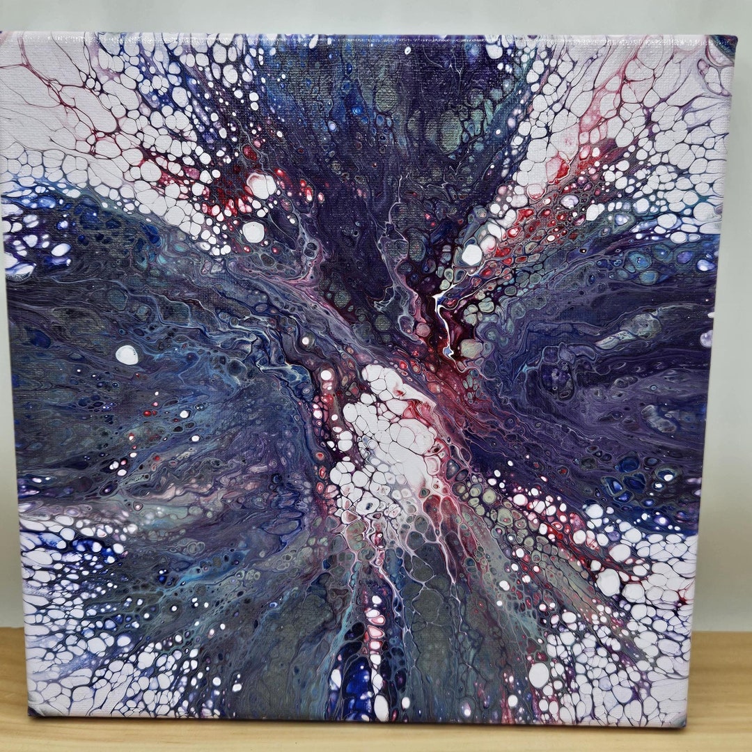 Acrylic Flow Art Original Painting on Stretched Canvas, Created in Pennsylvania, 10" X 10" in ...