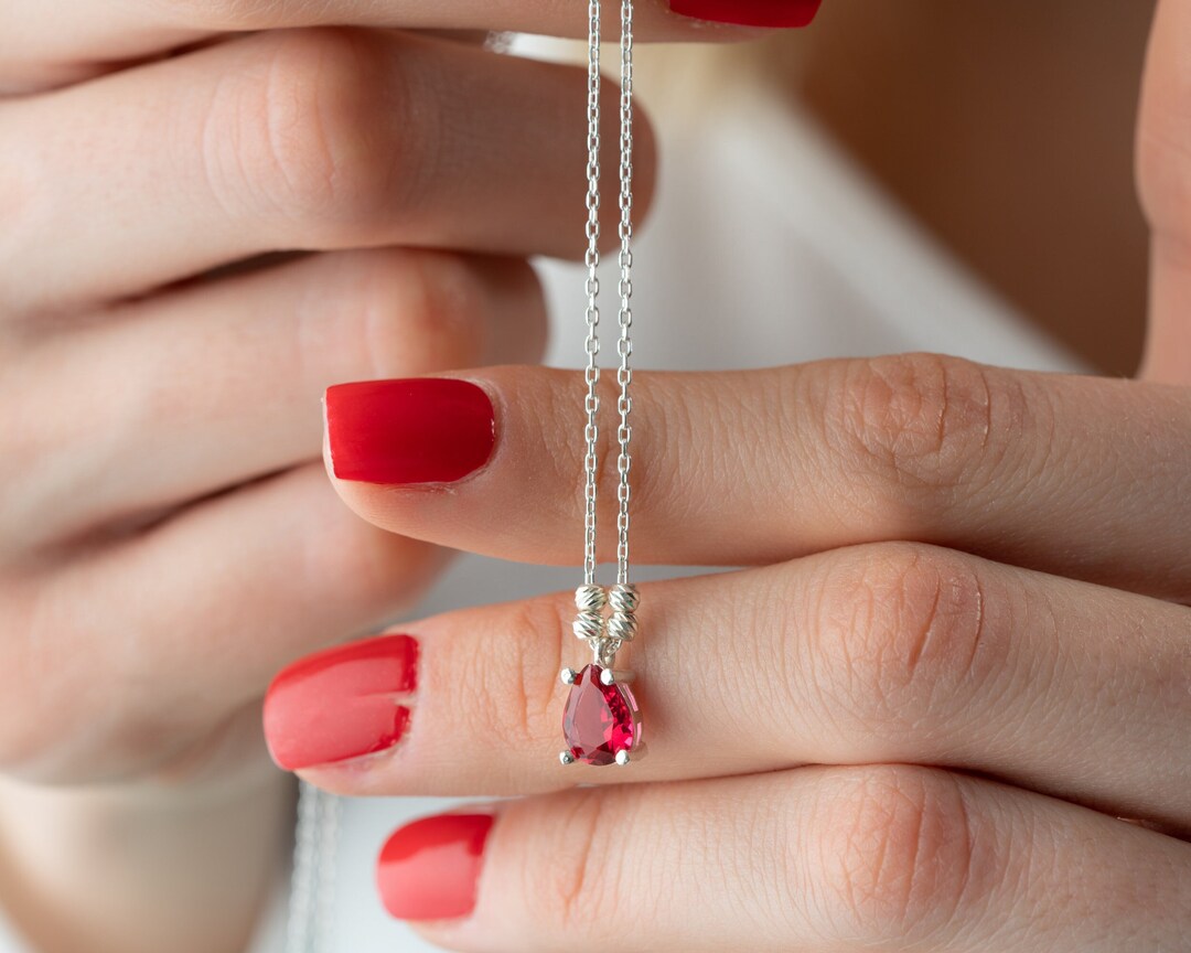 Ruby Birthstone, Ruby Necklace, Gold Birthstone Necklace, Birthstone ...