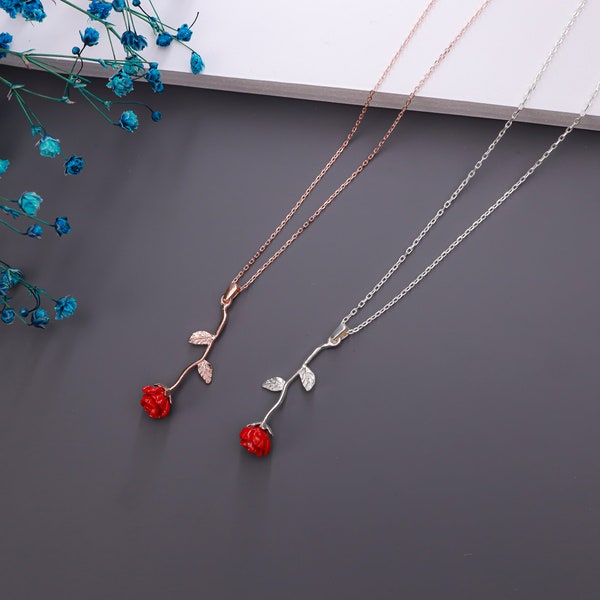 Red Rose Necklace - Etsy