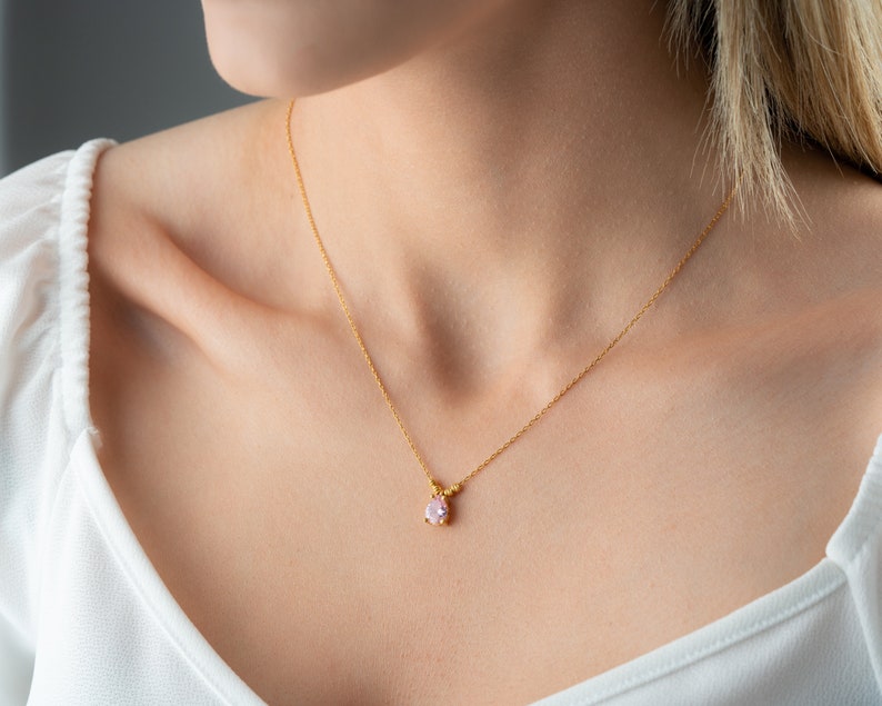 Alexandrite Birthstone Necklace, Gold Alexandrite Birthstone Necklace ...