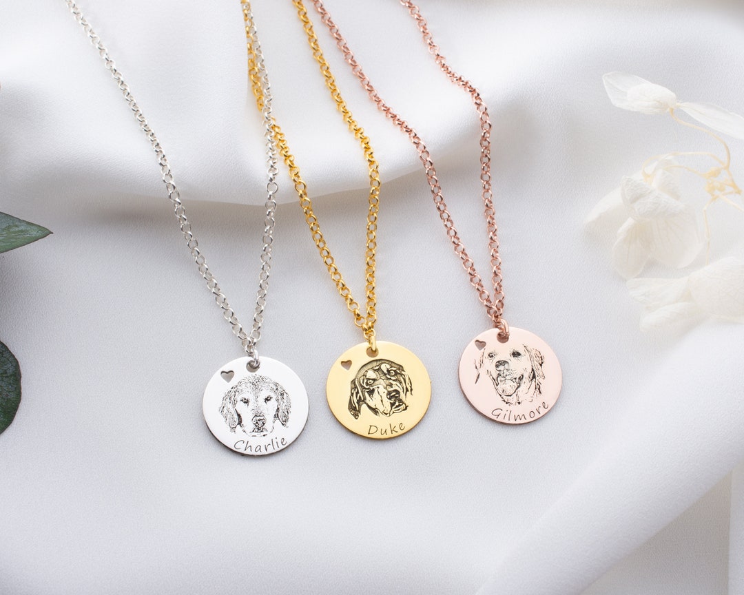 925 Silver Personalized Pet Necklace ,pet Portrait Necklace, Dog ...
