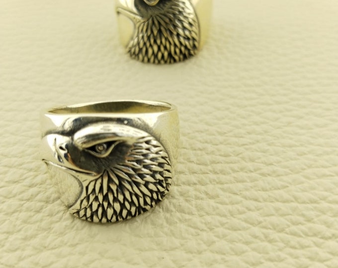 Silver Eagle Ring, Red Agate Men Ring, Oxidized Eagle Ring, 925 Sterling Silver Ring, Handmade ...