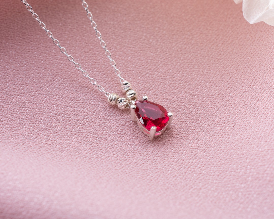 Garnet Birthstone Necklace, Gold Garnet Birthstone Necklace, Silver ...