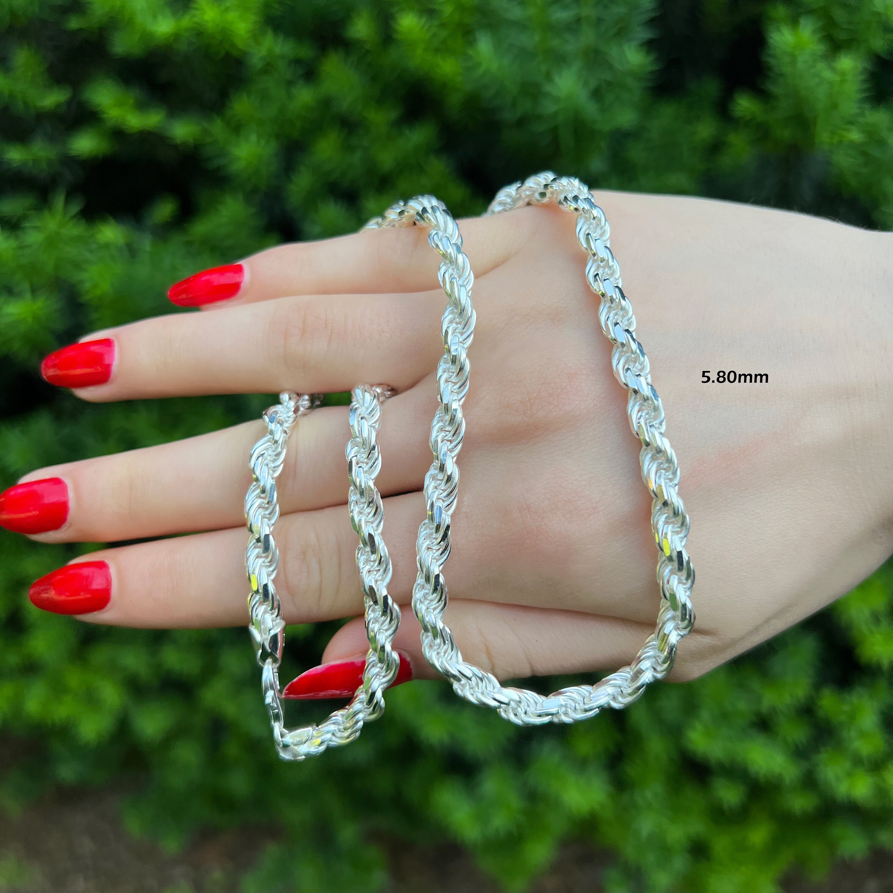 925 Sterling Silver Solid Italian Rope Chain Necklace,silver Rope Chain ...