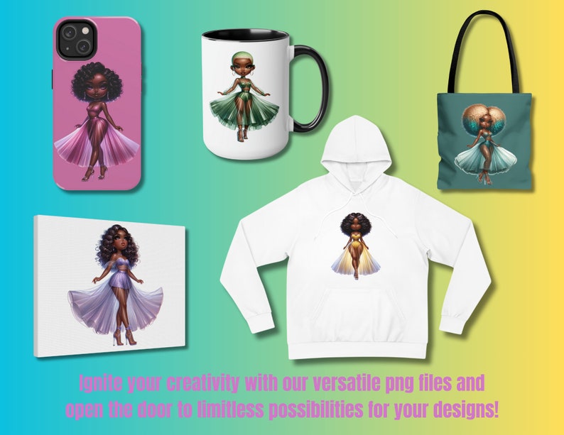 Black Chibi Women Printable Wall Art, Digital Art, Digital Download ...