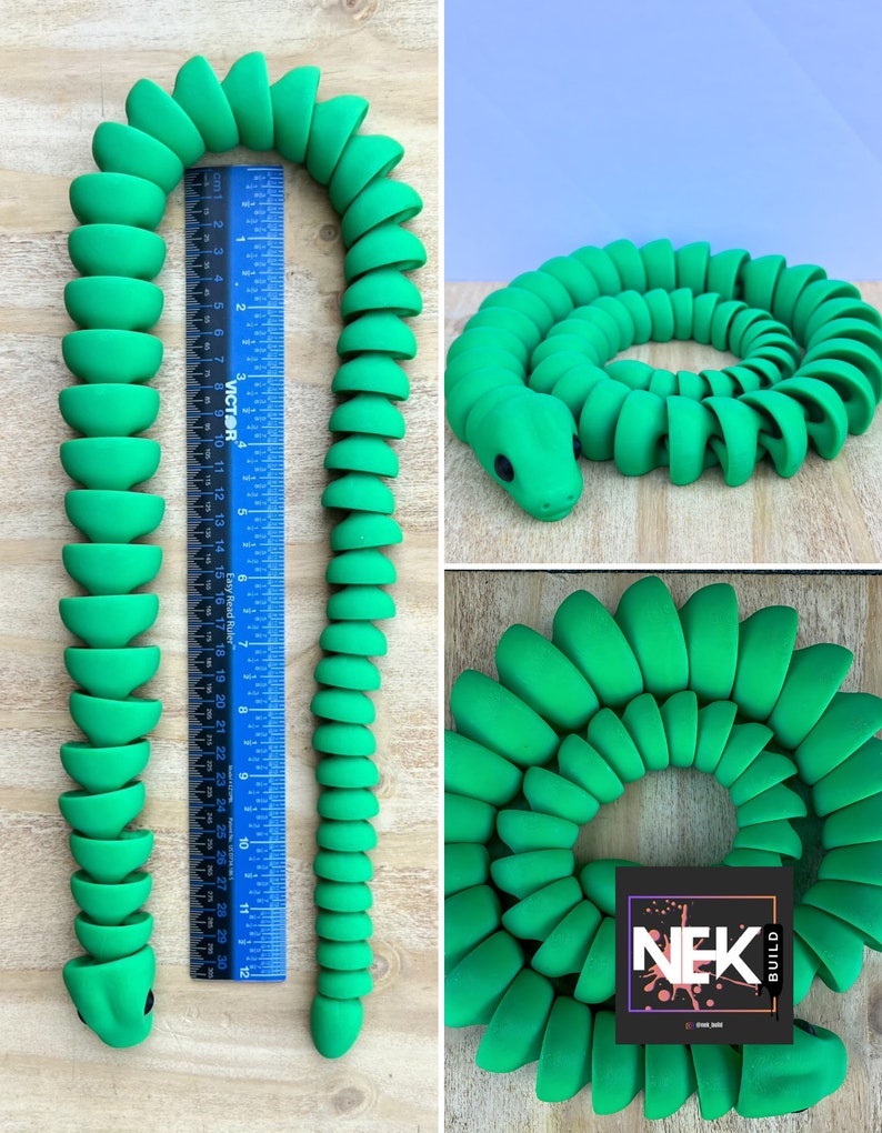 3d Printed Snake, Flexi Snake, 3d Printed Fidget, Articulated Snake ...