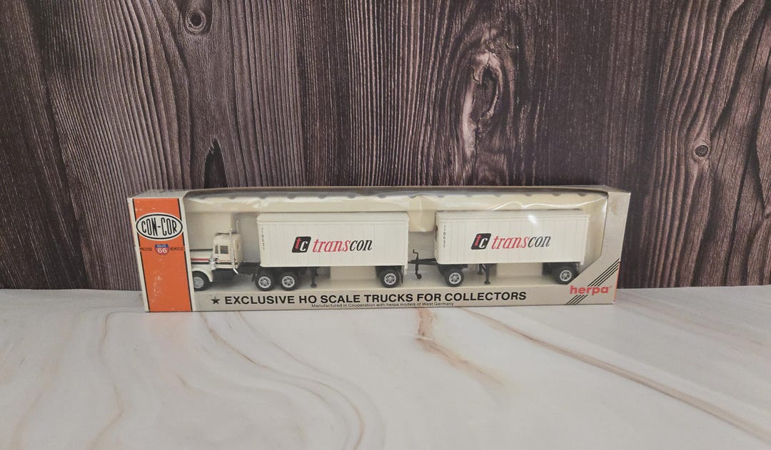 Con-cor Tractor 27' Twin Trailers Transcon Item # 0004-001029 MIB, Toy ...