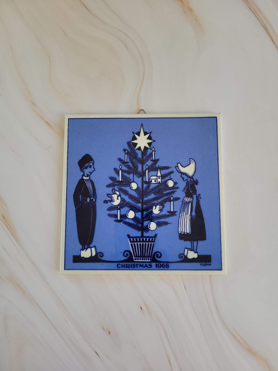 Vintage Delft Christmas Tile "christmas 1968", Holiday Decor, Holland ...