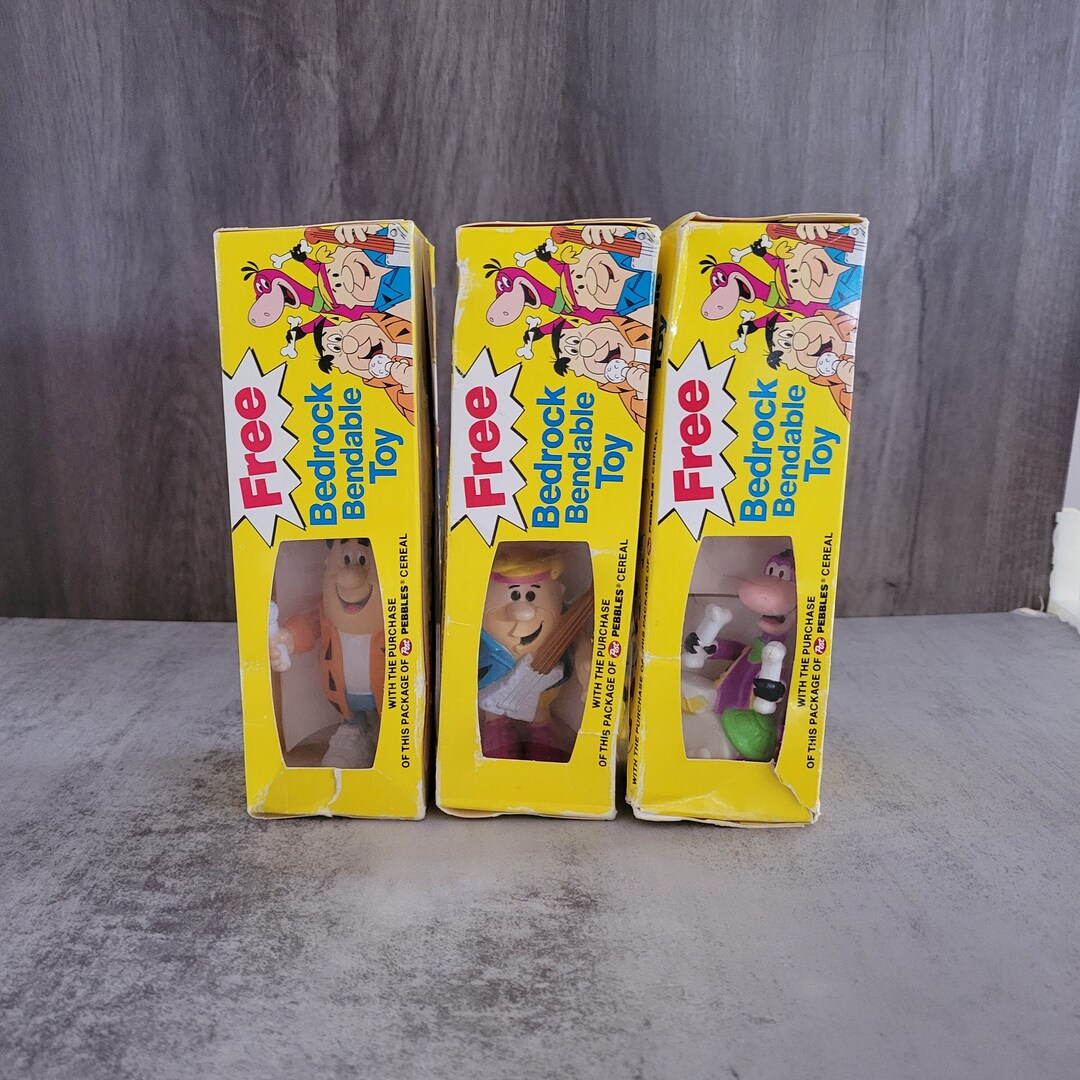 Vintage 1992 Flinstone Bedrock Bendable Toy Fred, Barney and Dino Prize ...