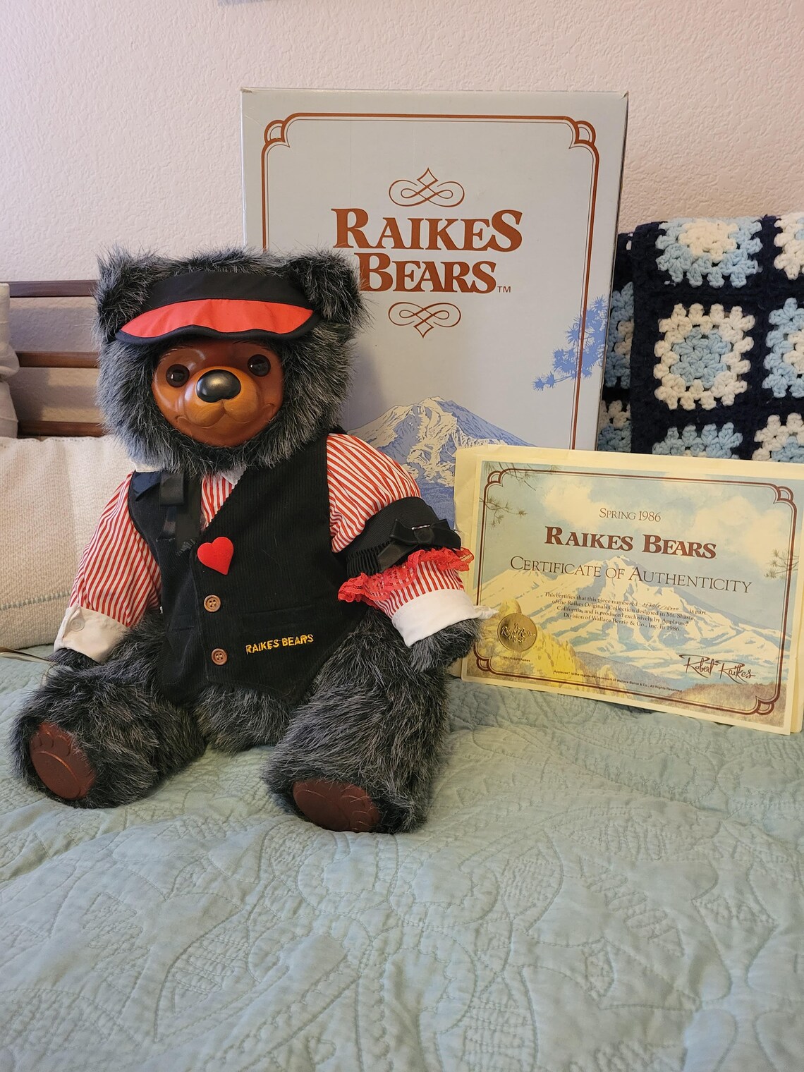 Robert Raike's Bear 1986 Max the Gambler in Original Box and Tag With ...