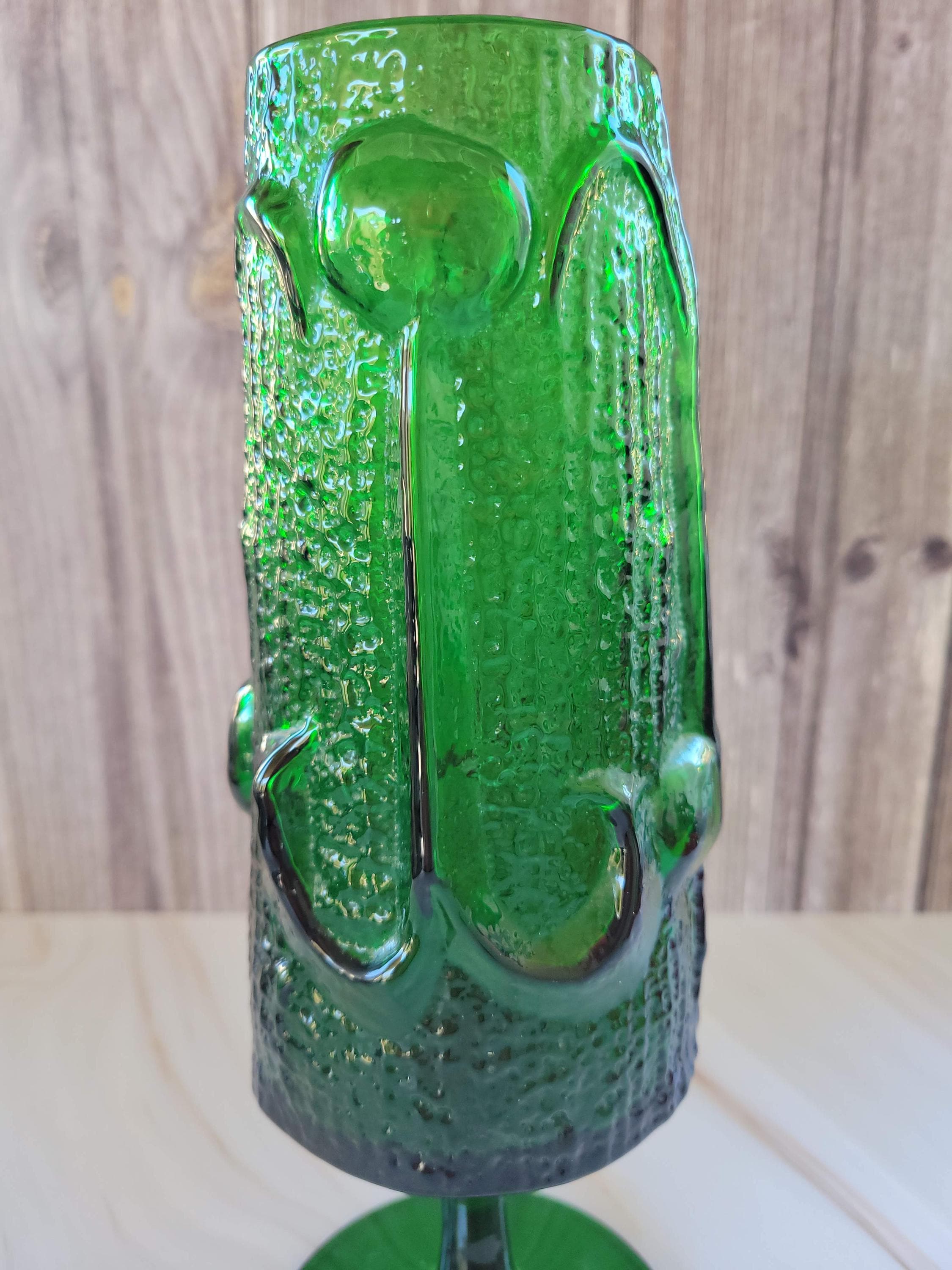 Stelvia Wayne Husted Antiqua Emerald Blown Glass Pedastal Vase, MCM ...