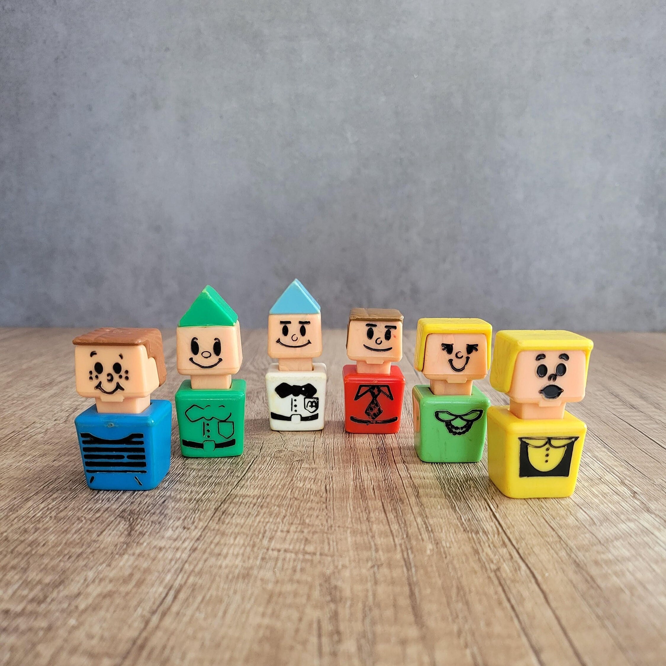 Vintage Playskool Blockhead People - Etsy