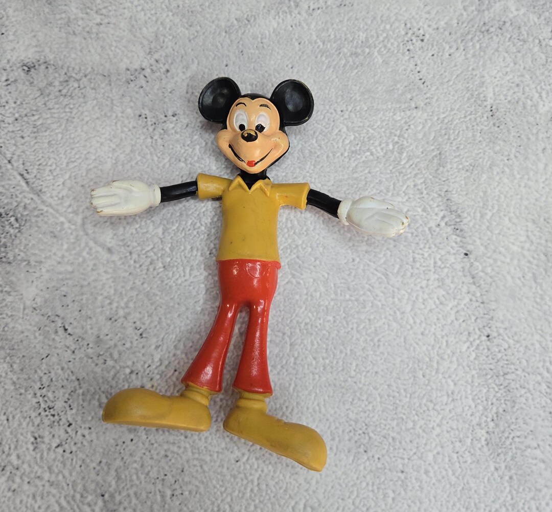 Vintage Bendable Mickey Mouse 5" Toy, Walt Disney Productions by Durham ...