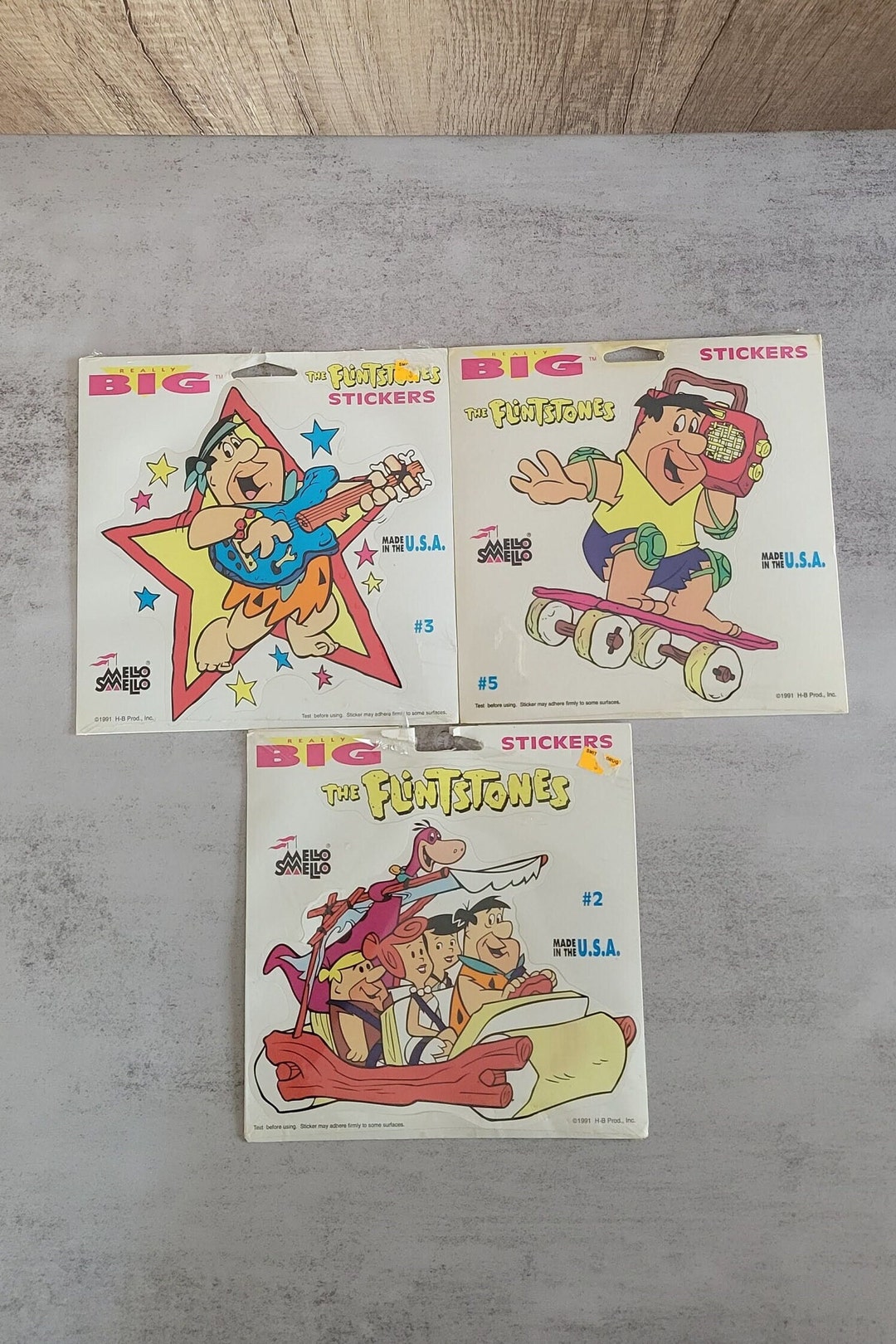 Lot of 3 Vintage Flintstones Big Mello Smello Stickers Original ...