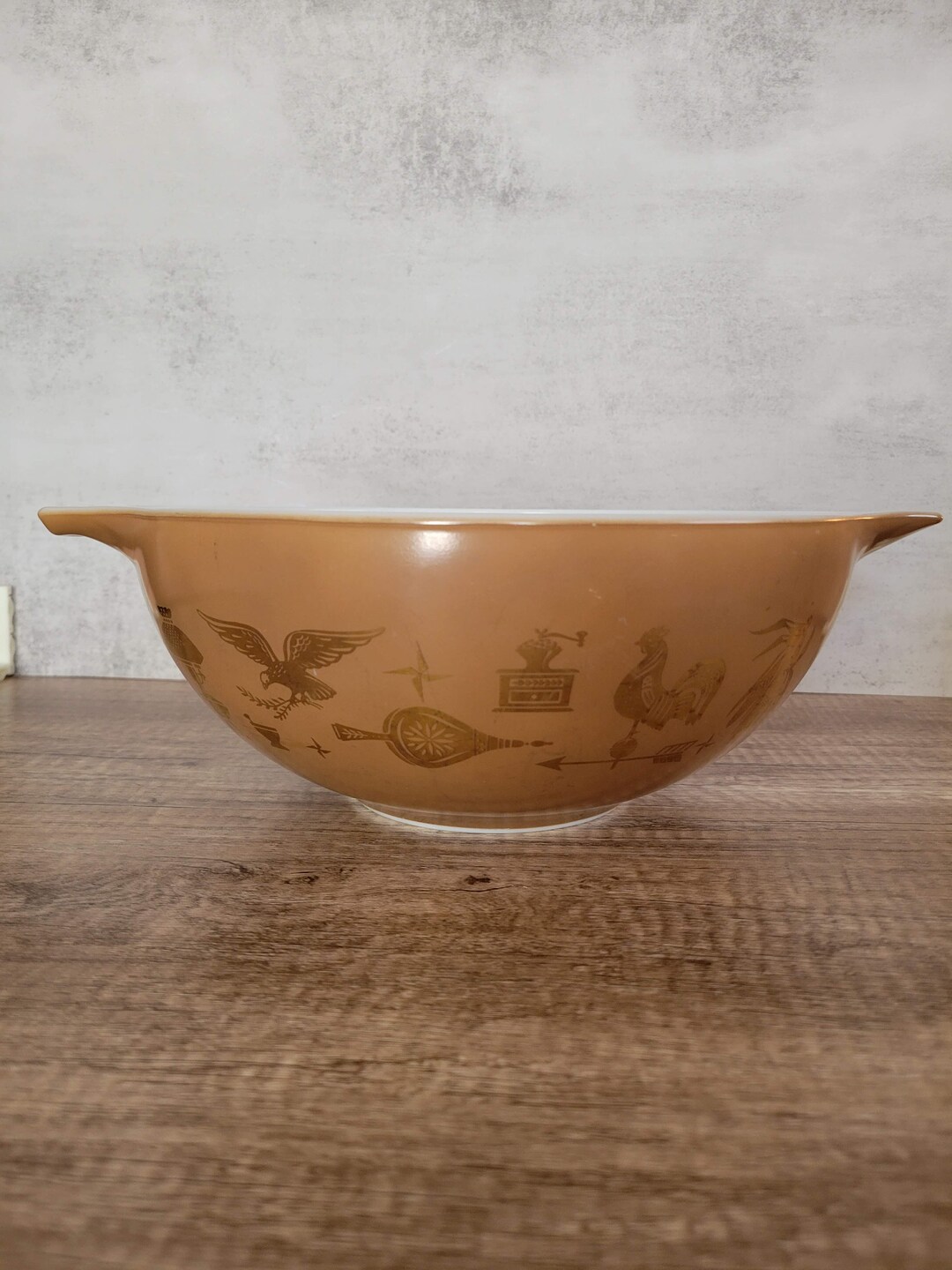 Pyrex Cinderella 4QT Mixing Bowl #444 Bown With Gold Early Americana ...