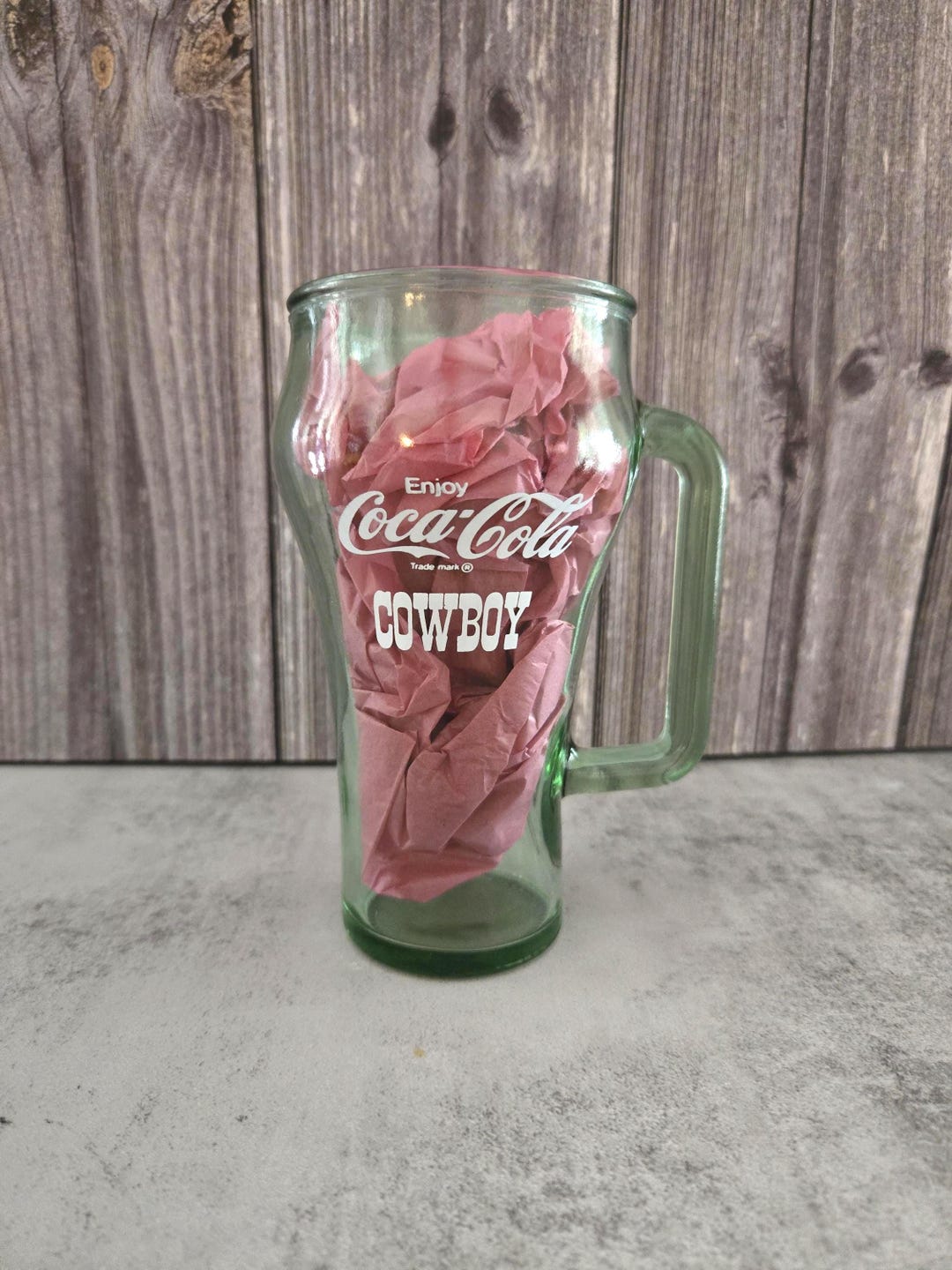 Vintage 1980's Coca-cola Whataburger Cowboy 16oz Green Glass With ...
