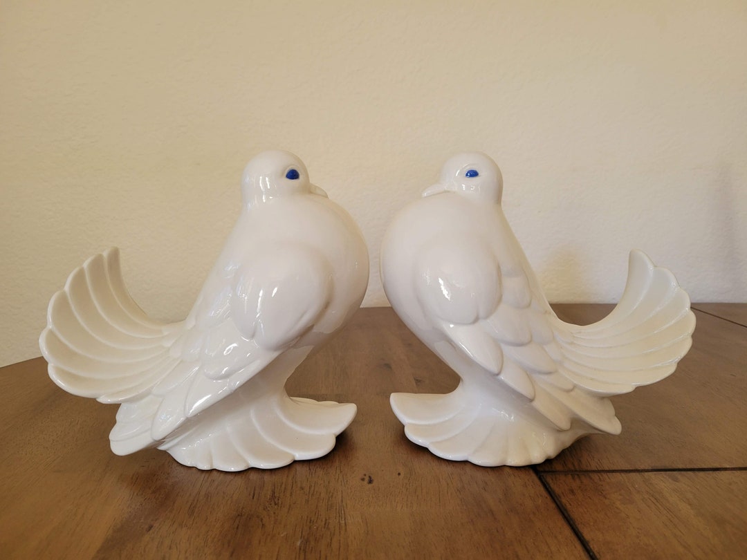 Vintage Ceramic Large Pair of Doves Handpainted, Decor, Gift, Birds ...