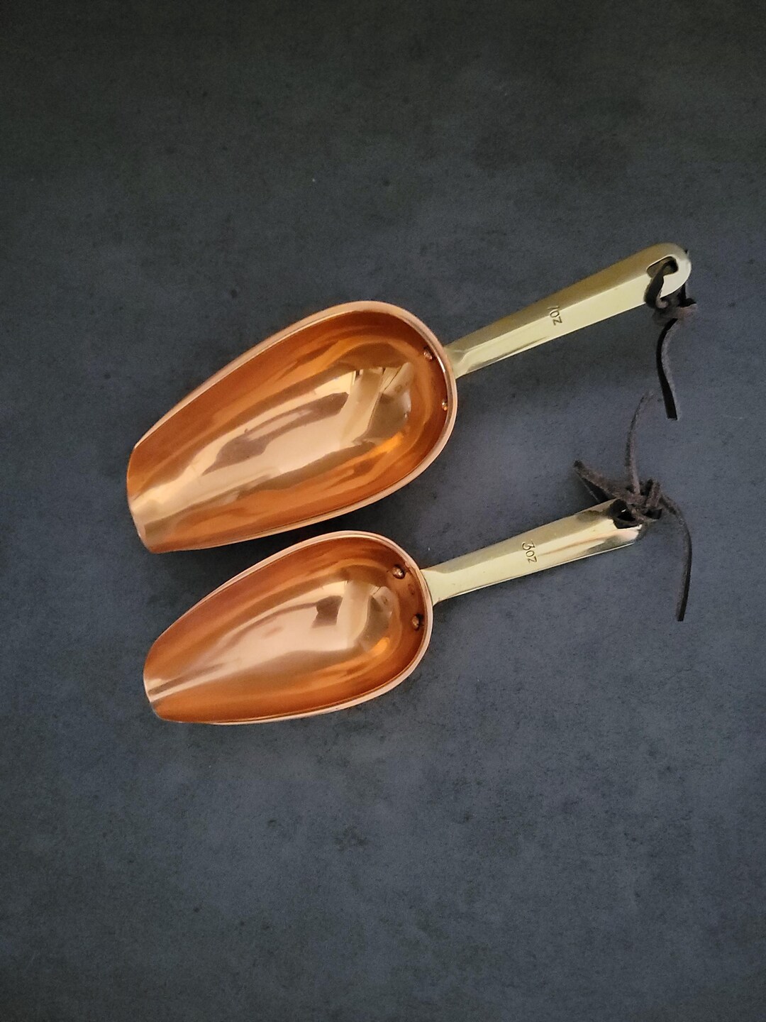 Vintage Copper & Brass Measuring Scoop Set, Baking, Cooking, Gift ...
