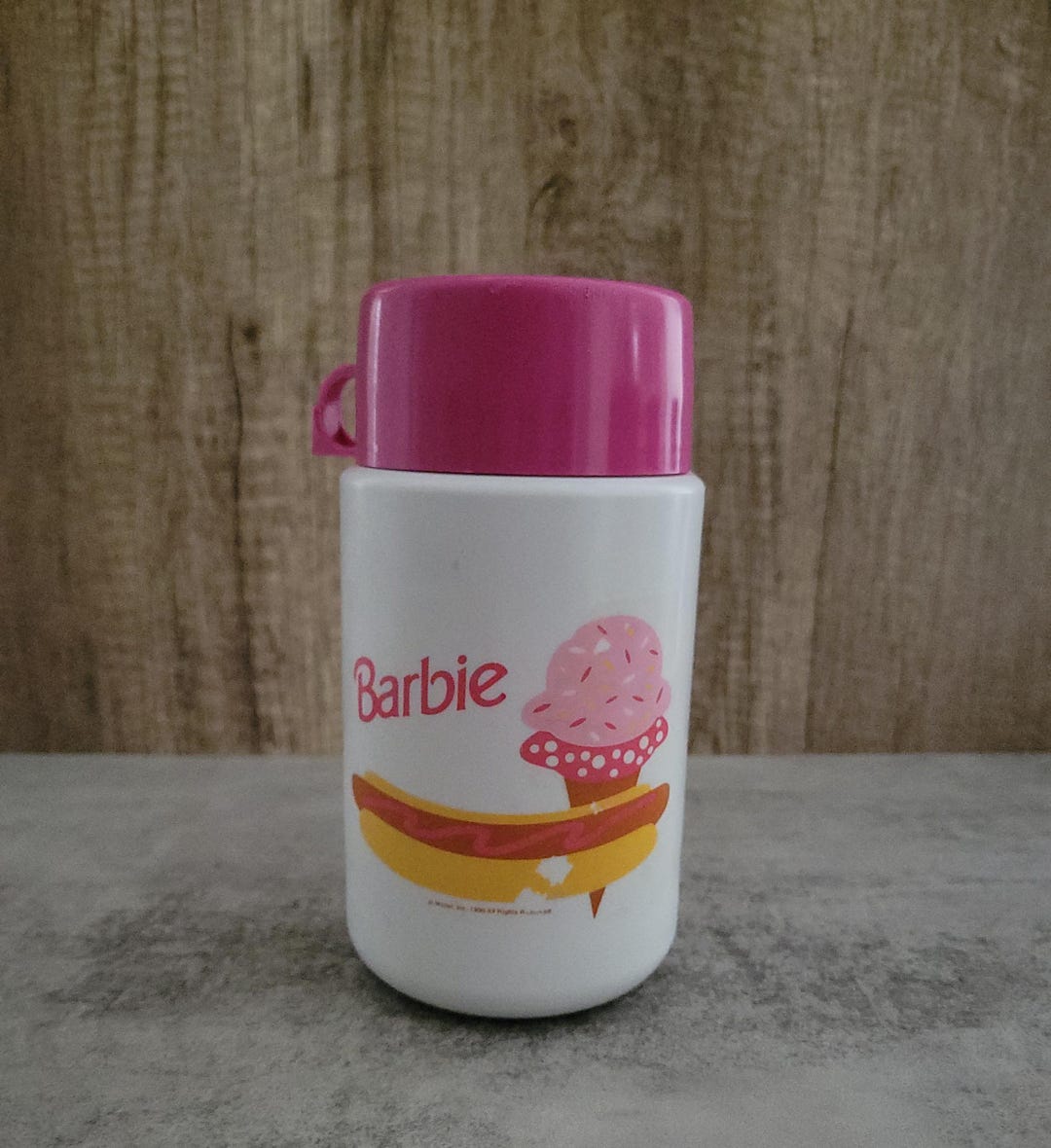 Vintage 1990 Barbie Thermos Hot Dog and Pink Ice Cream Cone Lunch ...
