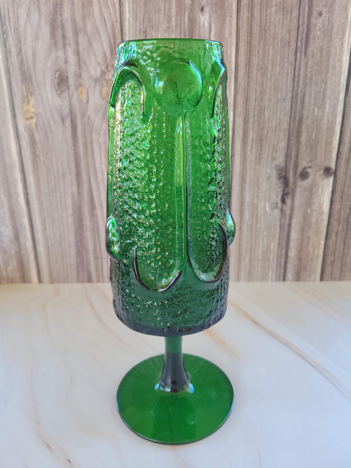 Stelvia Wayne Husted Antiqua Emerald Blown Glass Pedastal Vase, MCM ...