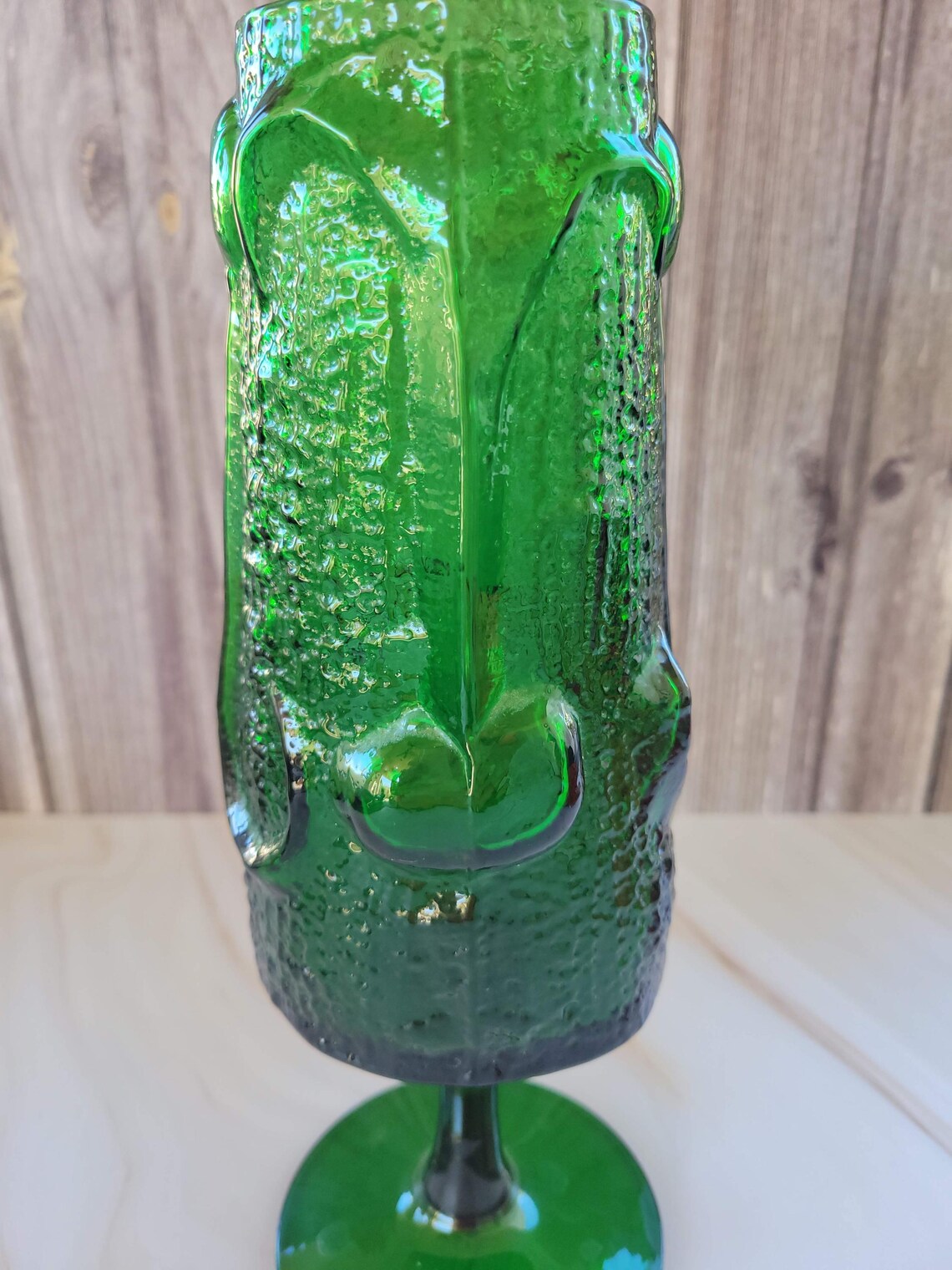 Stelvia Wayne Husted Antiqua Emerald Blown Glass Pedastal Vase, MCM ...