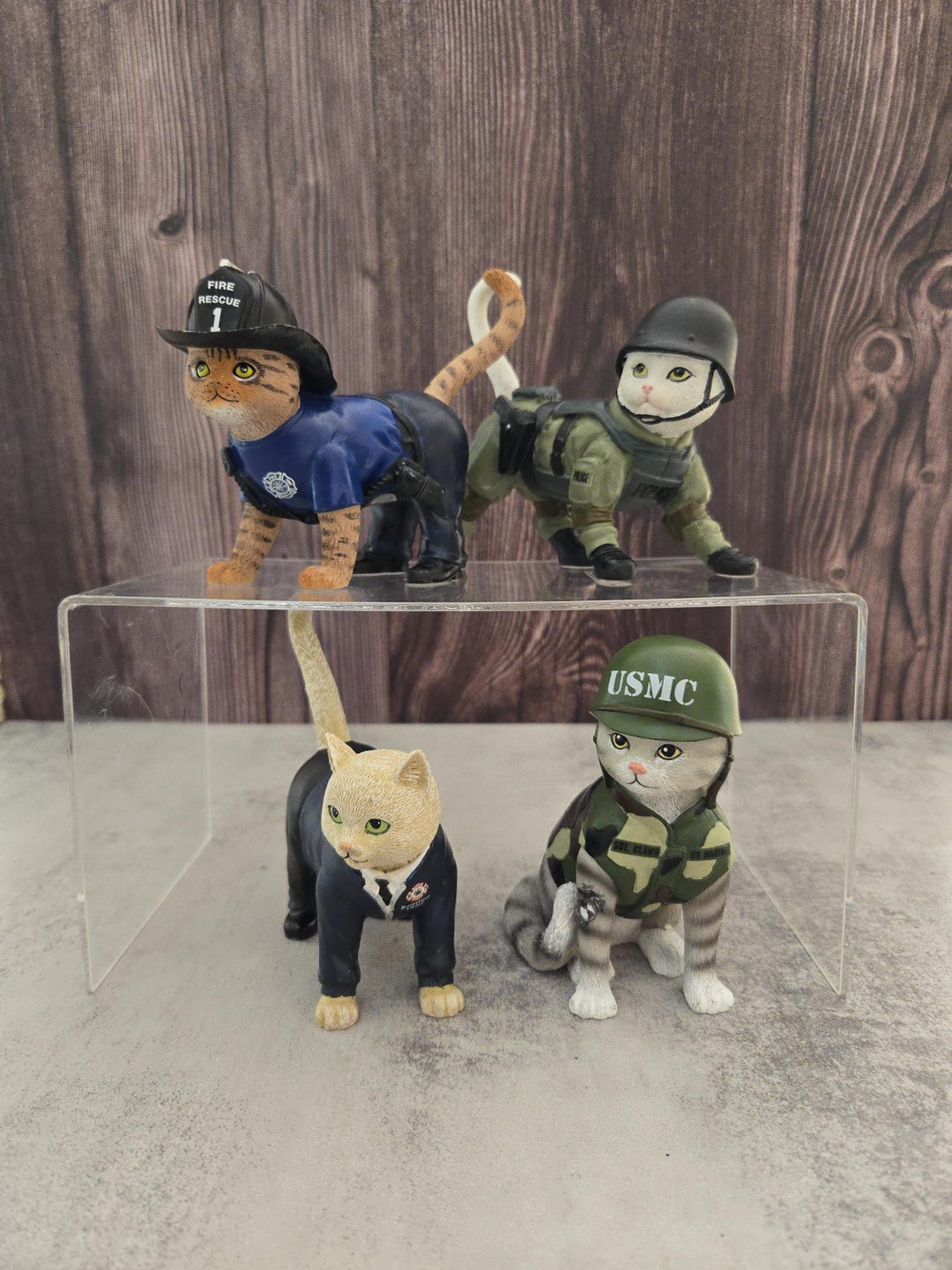 RARE Hamilton Collection Cat Figurine Military Policeman or Fireman or ...