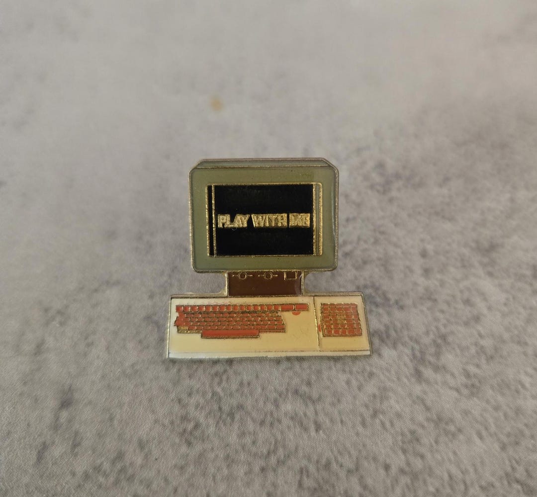 Vintage Computer Pin - Play With Me Pin, Lapel Pin, Tie Pin, Jewelry ...
