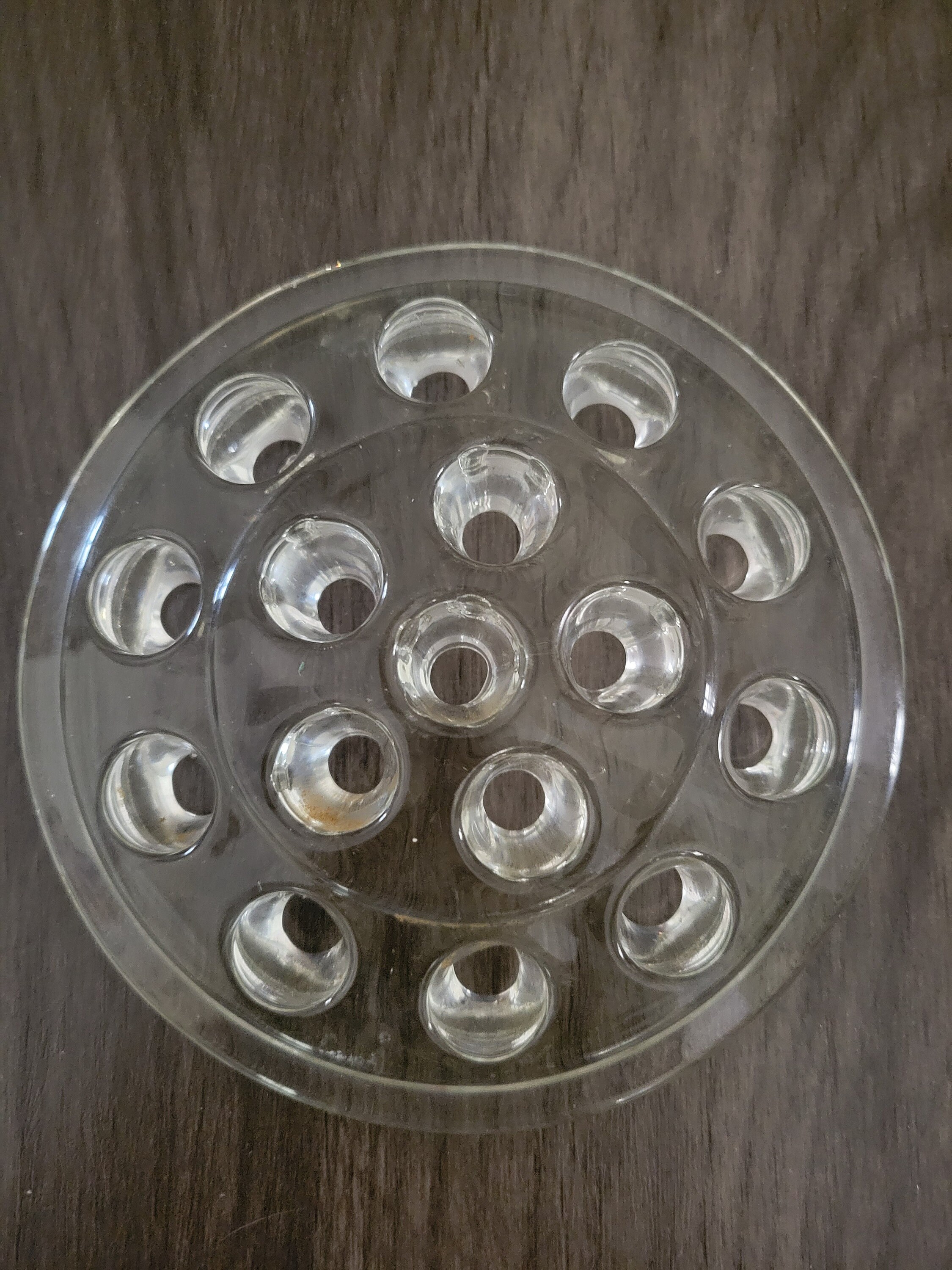 Vintage Clear Glass Flower Frog 16 Hole, Flower Holder, Flowers, Gift ...