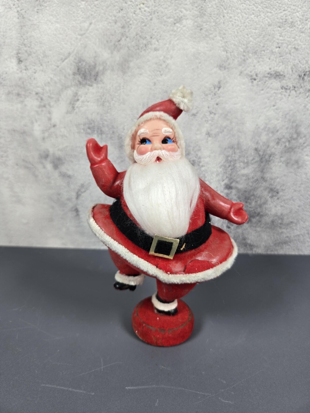 Vintage 7" Flocked Plastic Dancing Santa Clause MCM | Christmas Decor ...