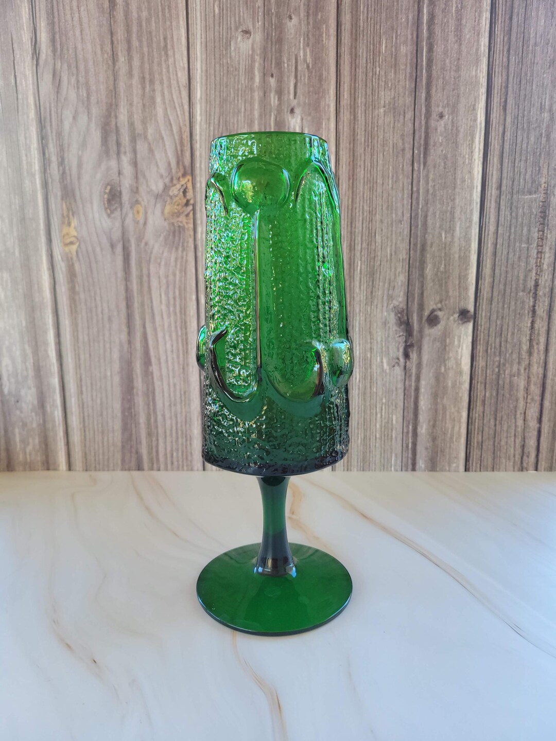 Stelvia Wayne Husted Antiqua Emerald Blown Glass Pedastal Vase, MCM ...