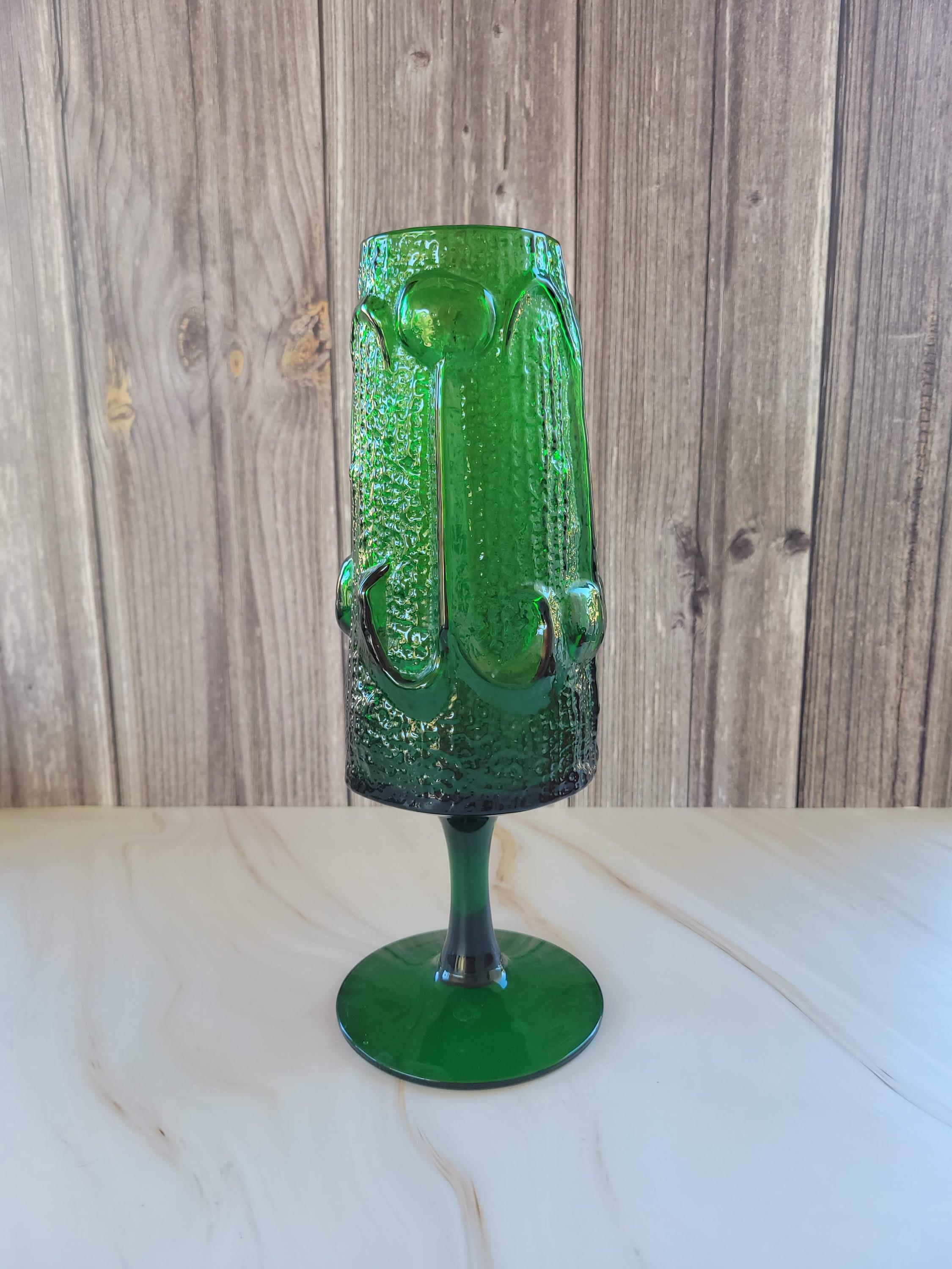 Stelvia Wayne Husted Antiqua Emerald Blown Glass Pedastal Vase, MCM ...