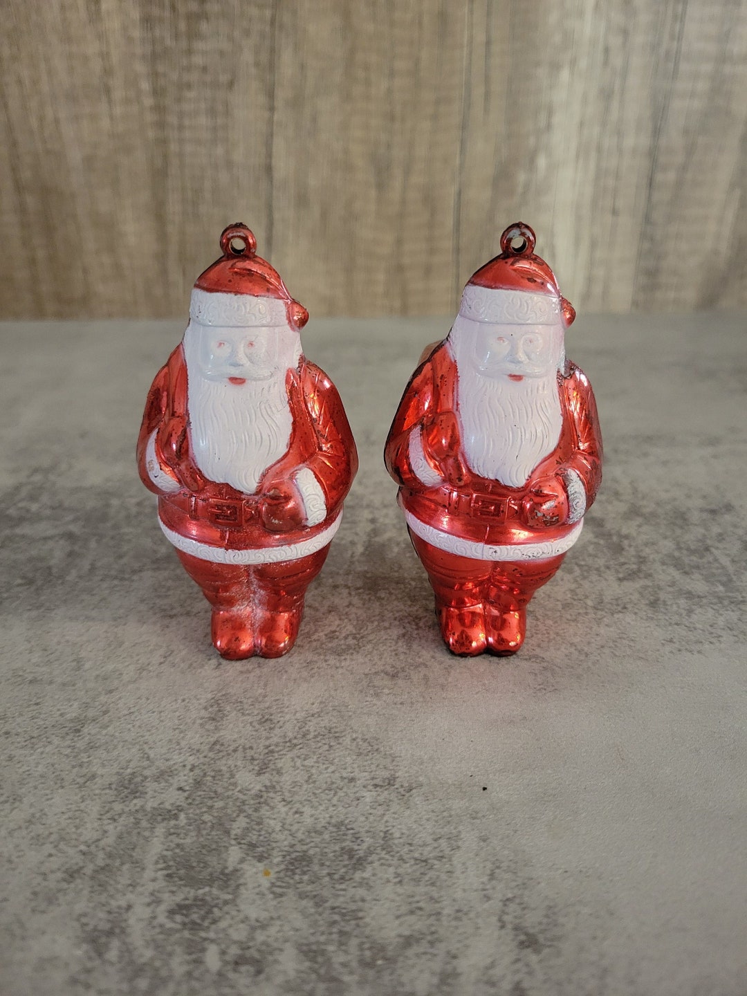 Vintage Plastic Shiny Brite Santa Ornament, MCM, Christmas, Hanging ...