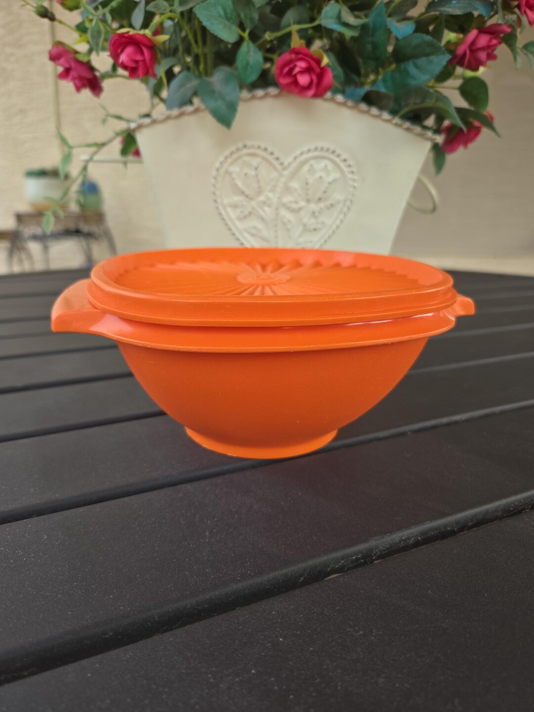 Vintage Tupperware Orange Servalier Bowl With Snap on Lid Storage ...