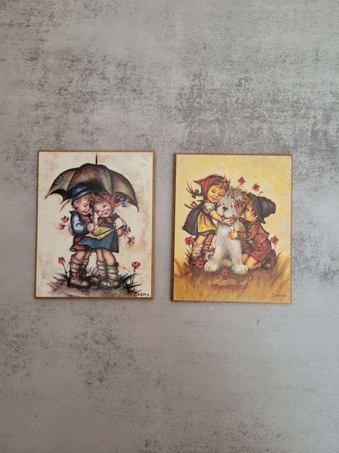 Vintage Evans Set of 2 Goebel Hummel Prints on MDF Board Wall Decor ...
