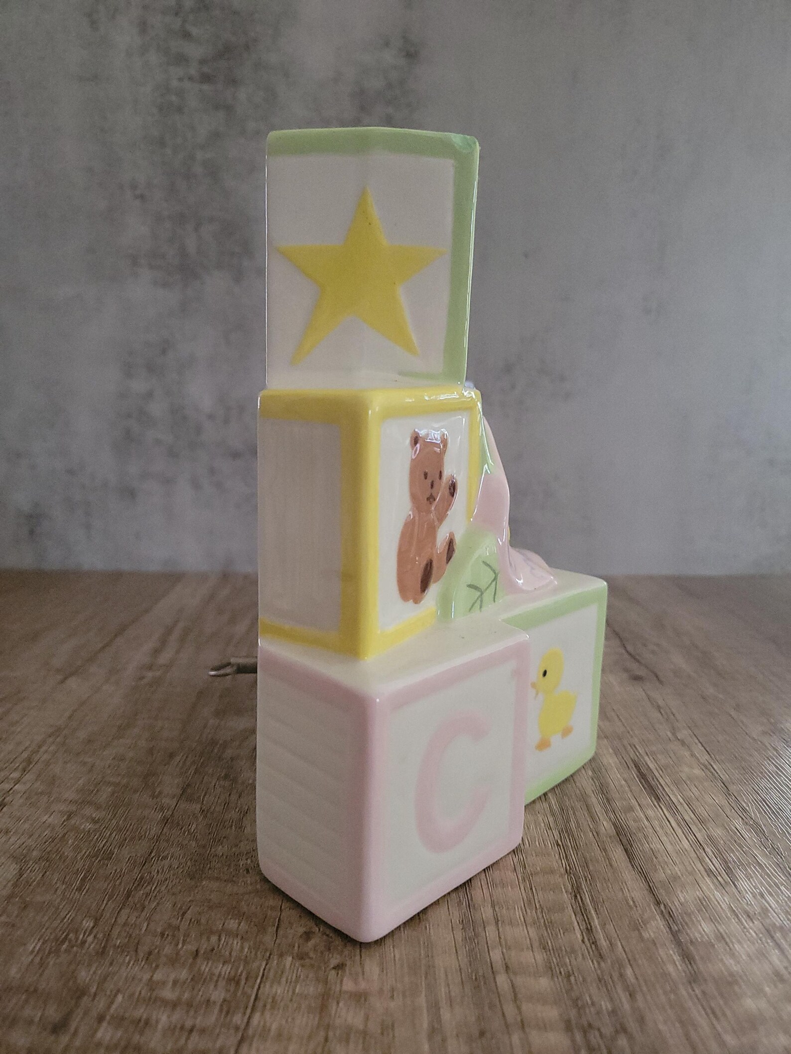 Ceramic Hand Painted Baby Block Music Box, Baby Lullaby, Brahms Lullaby ...