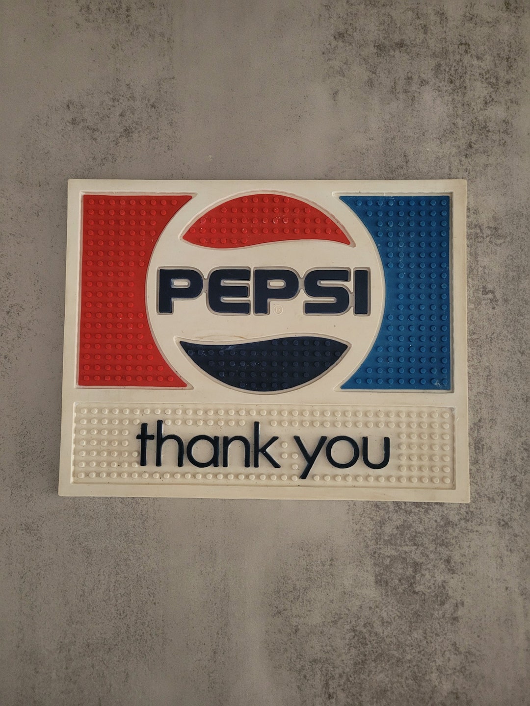 Vintage 1980's Rubber Pepsi Thank You Bar Mat, Counter, Spill Mat, Man ...