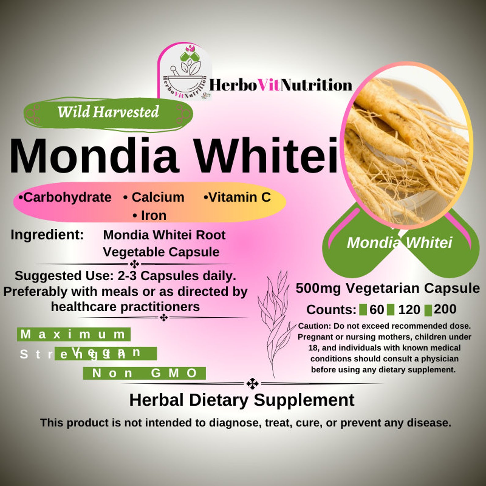 Mondia Whitei Capsule Mulondo Root Powder 500mg Vegetable - Etsy