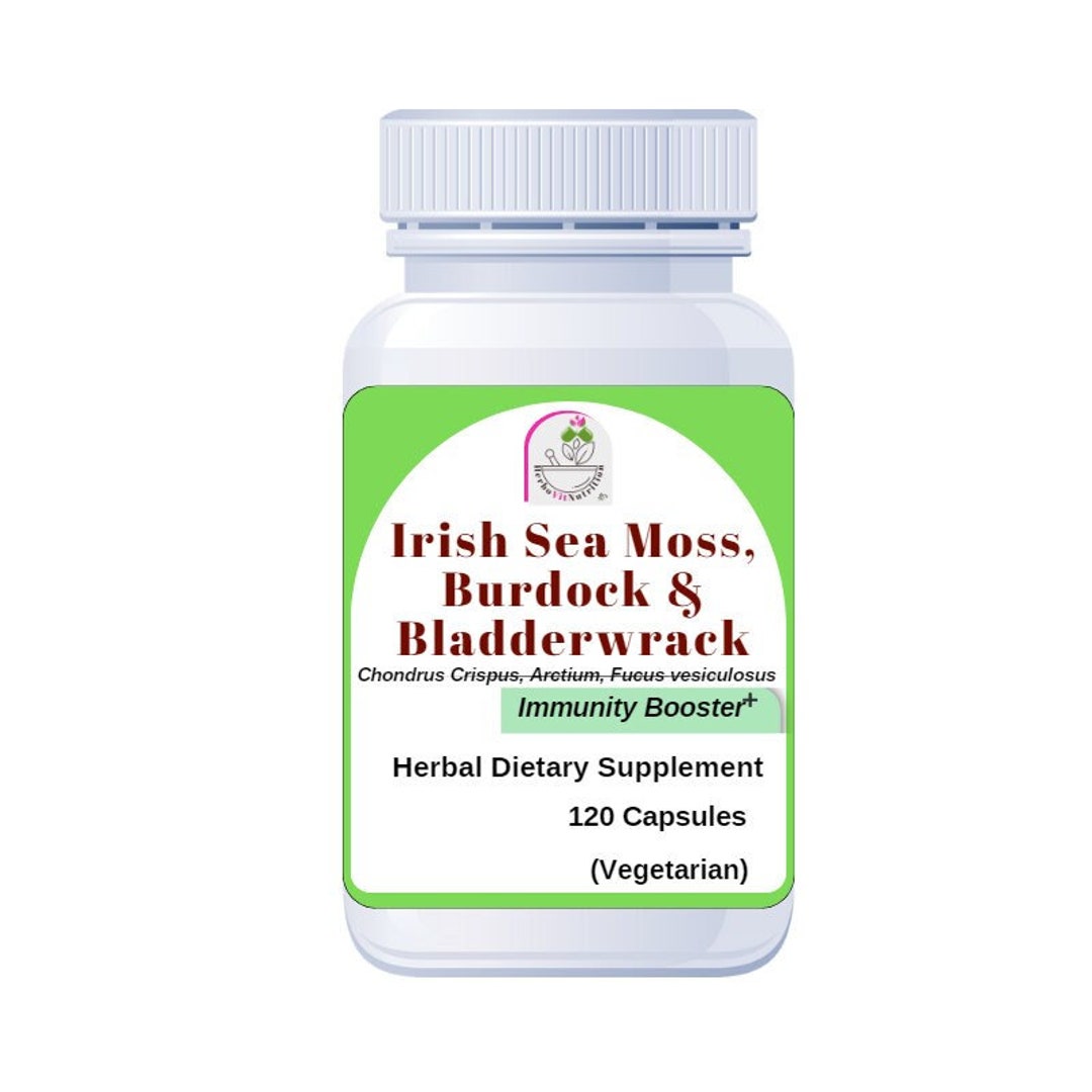 Irish Sea Moss, Burdock, & Bladderwrack. 500mg Vegetarian Capsule - Etsy