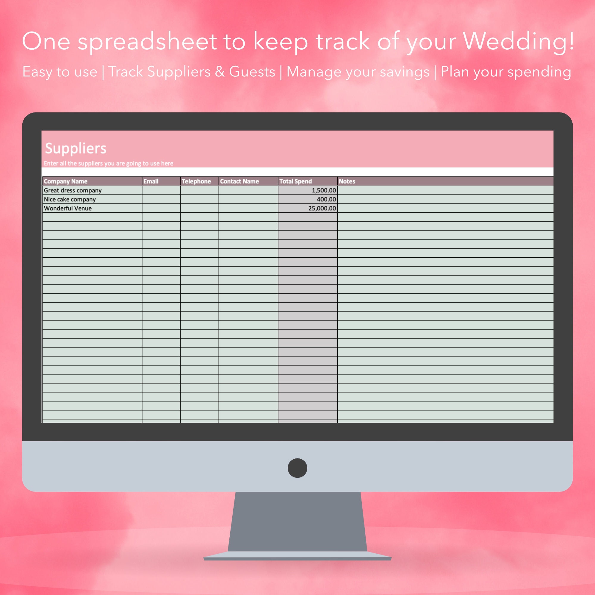 Simple Wedding Budget Planner Spreadsheet, Wedding Budget Planner ...