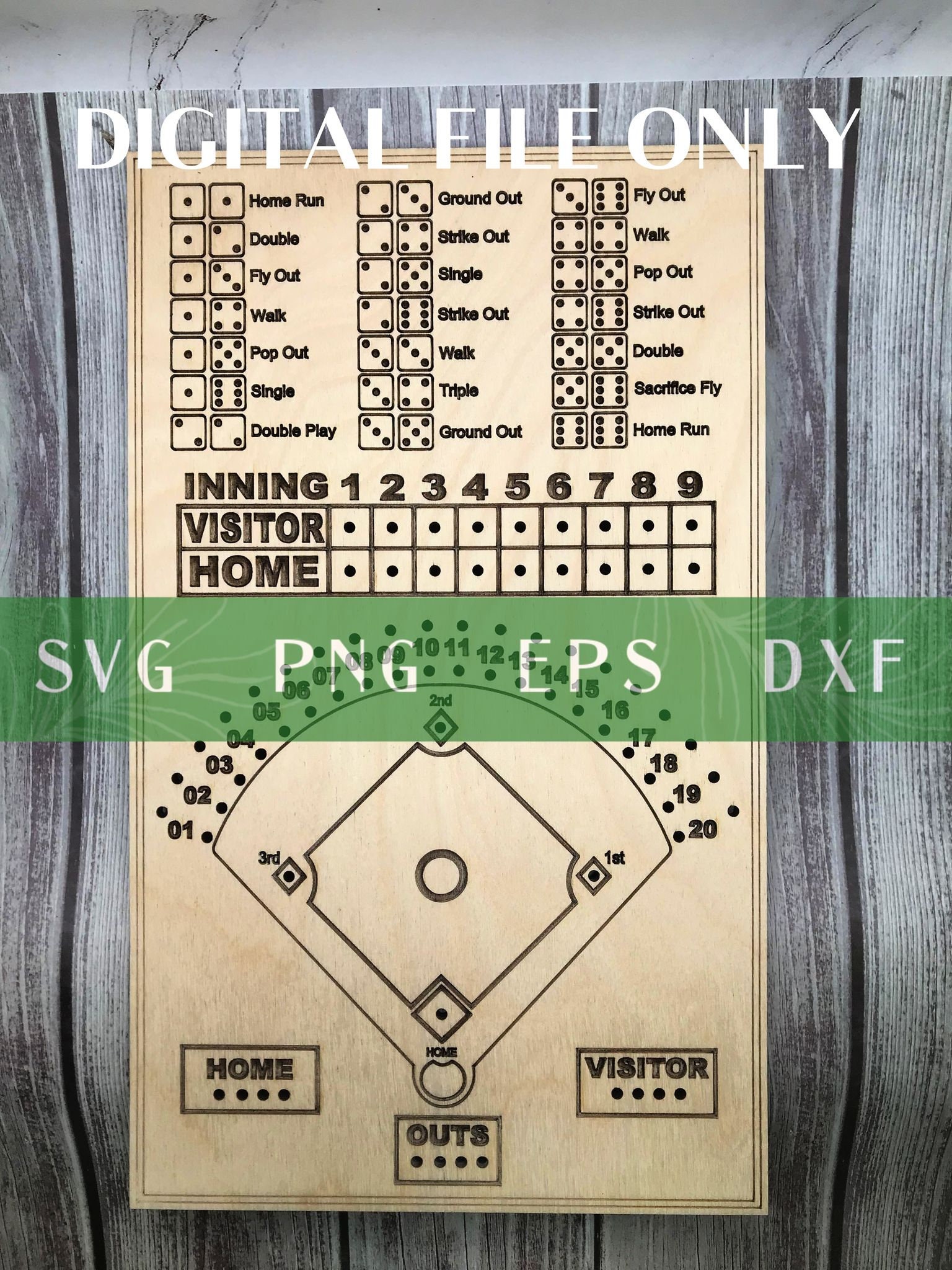 Baseball Dice Board Game Baseball Game Digital File Only PNG, SVG, Dxf ...