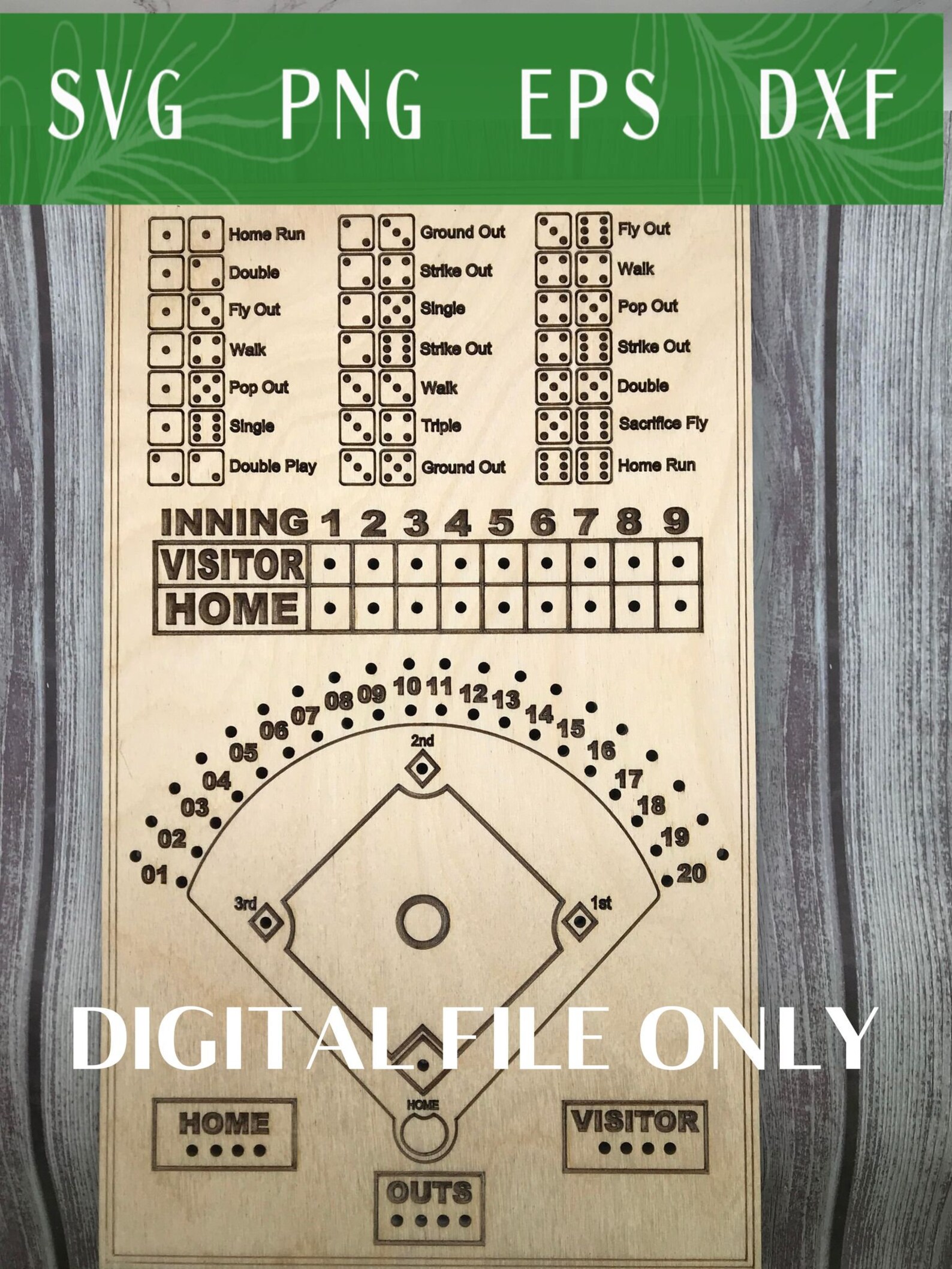 Baseball Dice Board Game Baseball Game Digital File Only PNG, SVG, Dxf ...