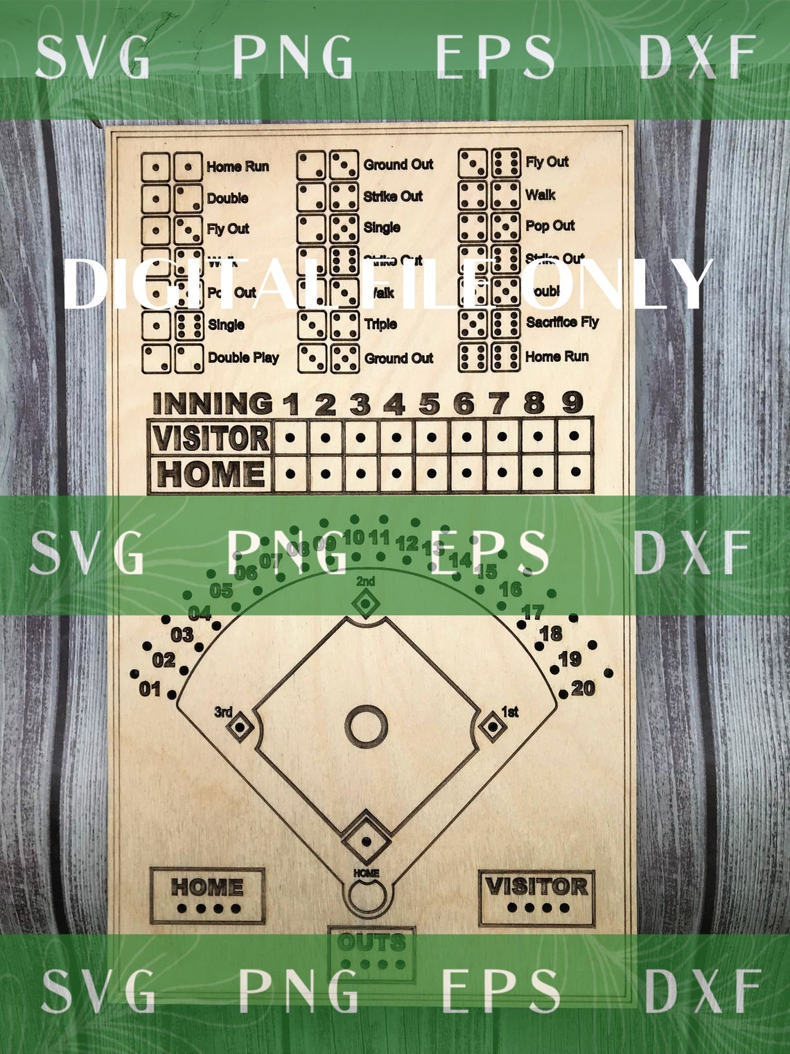 Baseball Dice Board Game Baseball Game Digital File Only PNG, SVG, Dxf ...