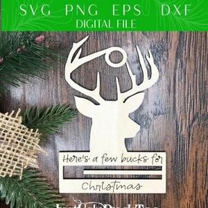 Deer Head Money Holder Ornament, Digital Instant Download, Christmas ...