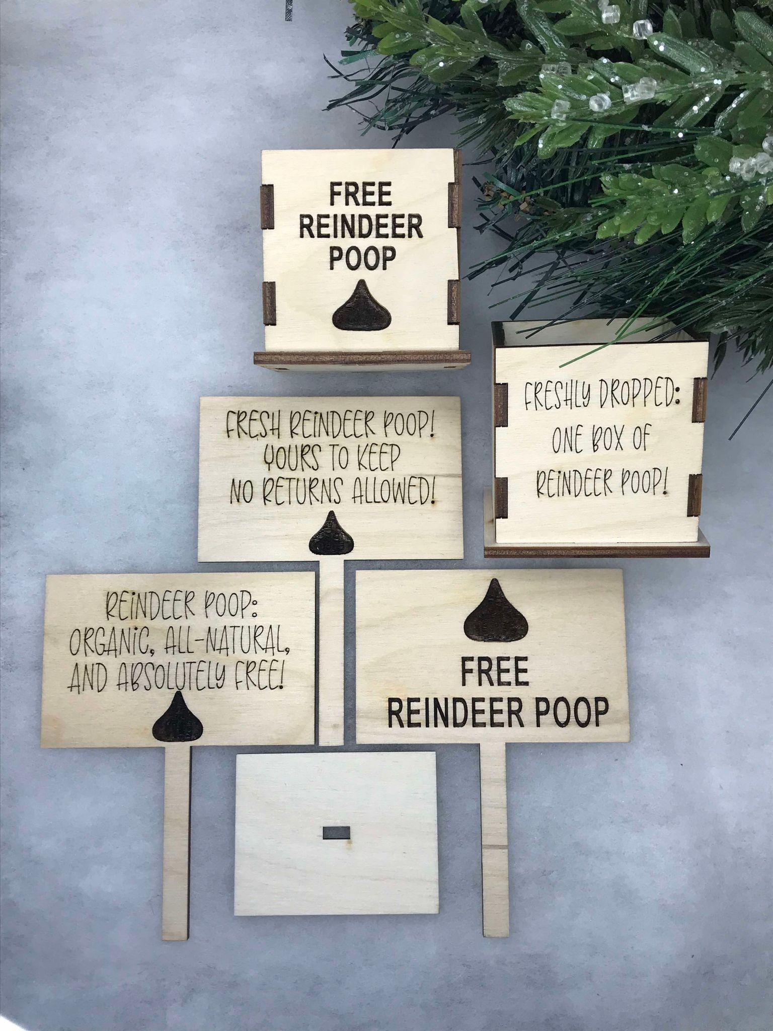 5-piece Elf Free Reindeer Poop Sign & Crate Digital File Laser ...