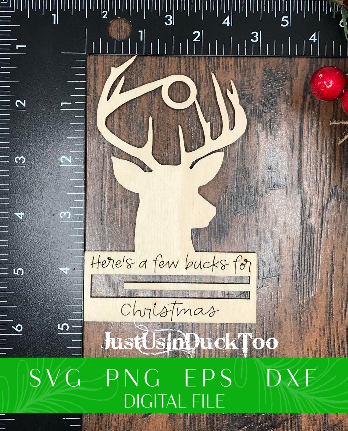 Deer Head Money Holder Ornament, Digital Instant Download, Christmas ...