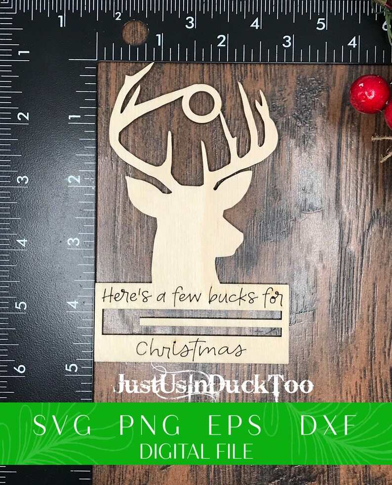 Deer Head Money Holder Ornament, Digital Instant Download, Christmas ...