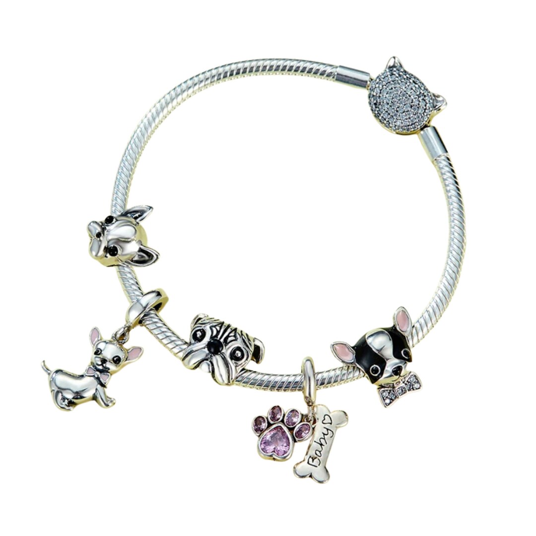 Dog Breed Charm for Pandora Charm Bracelet, Bulldog Charm Bracelet ...