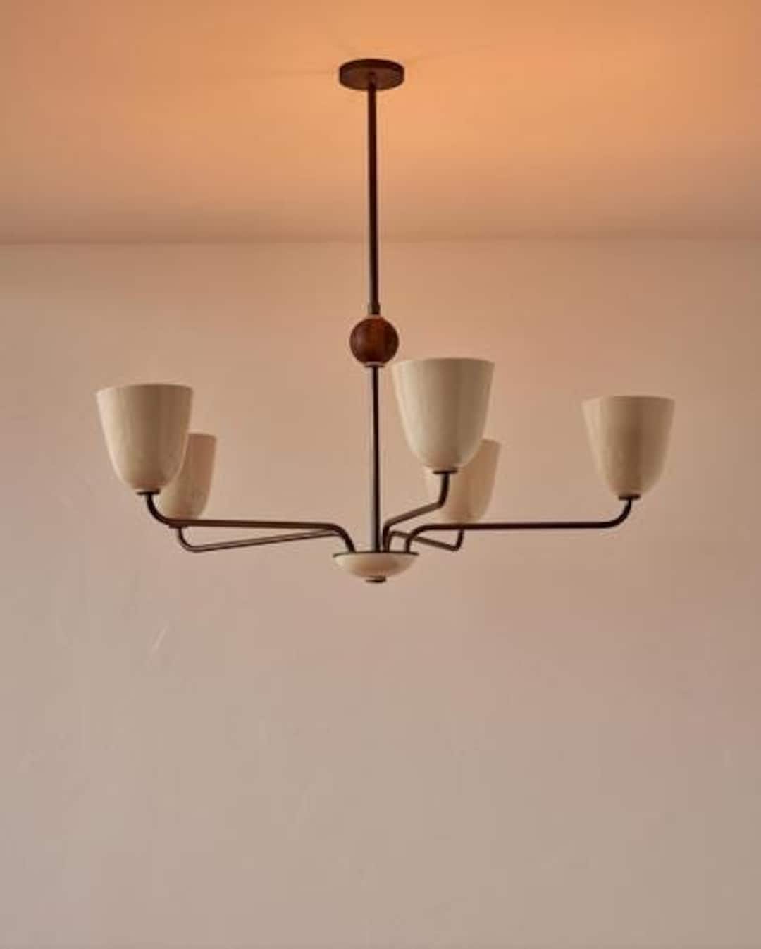 1950's Mid Century Modern Mid Century Chandelier Handmade 5 Light ...