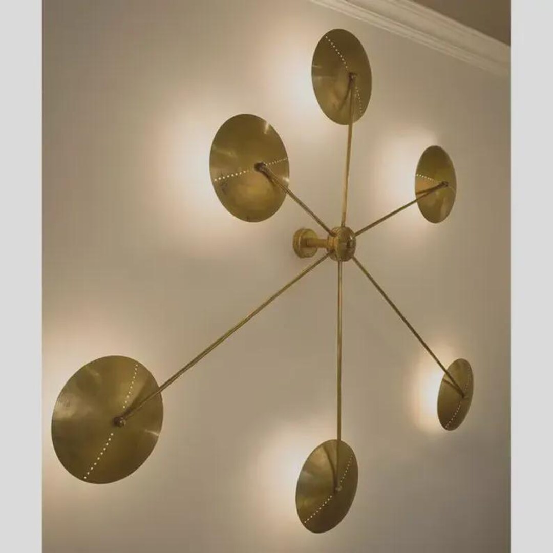 Mid Century Starburst Pendant Light 1950s 6-armed Spider Dome Wall ...